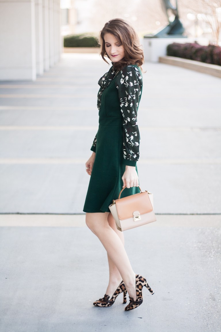 Work Wear: Green Floral Dress – Chic Little Honey
