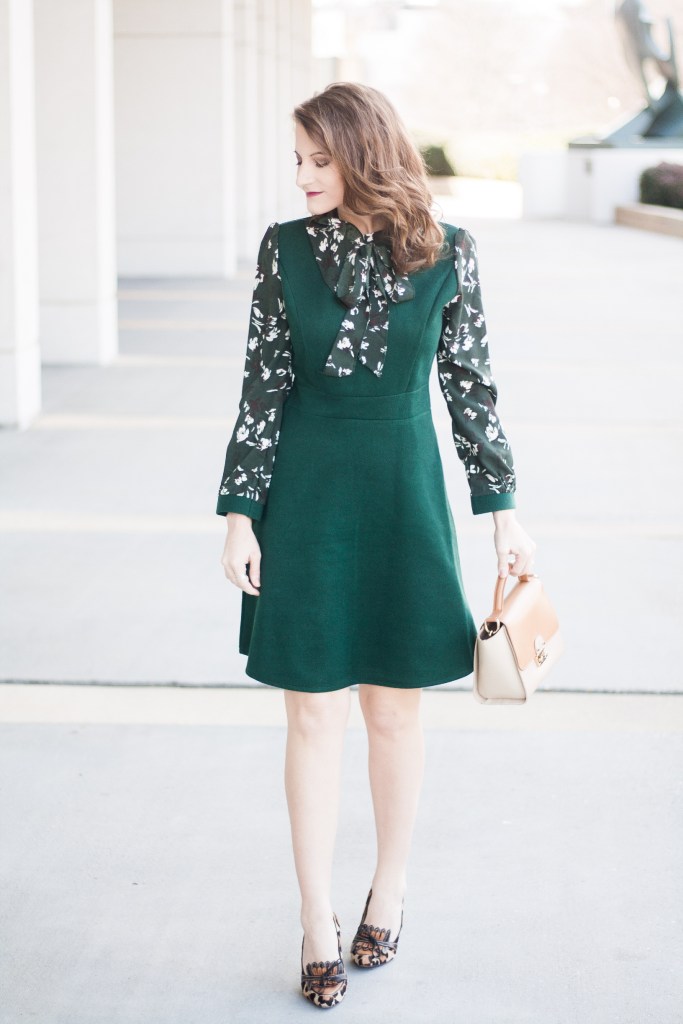 Work Wear: Green Floral Dress – Chic Little Honey